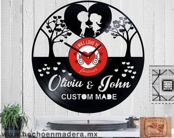 Reloj Amor Pareja con Arboles y Frase 1305 – www.hechoenmadera.com