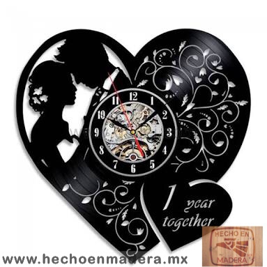 Reloj Aniversario Pareja con Flores 1332 – www.hechoenmadera.com