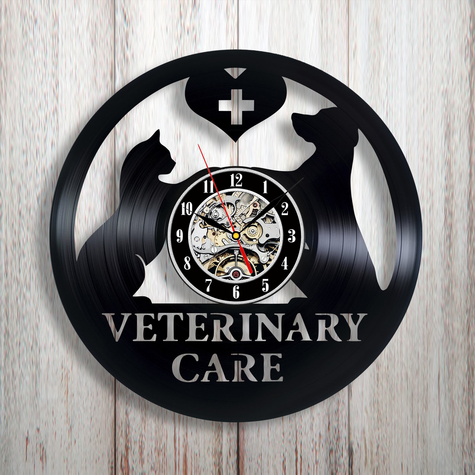 Reloj Veterinaria Perro y Gato Corazon Cruz 3141 – www.hechoenmadera.com