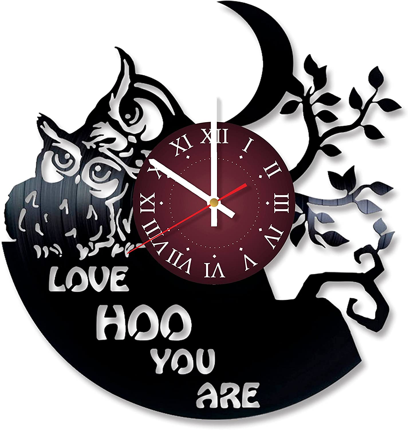 Reloj Amor Pareja Buhos Lechuzas Arbol Luna 4319 – www.hechoenmadera.com