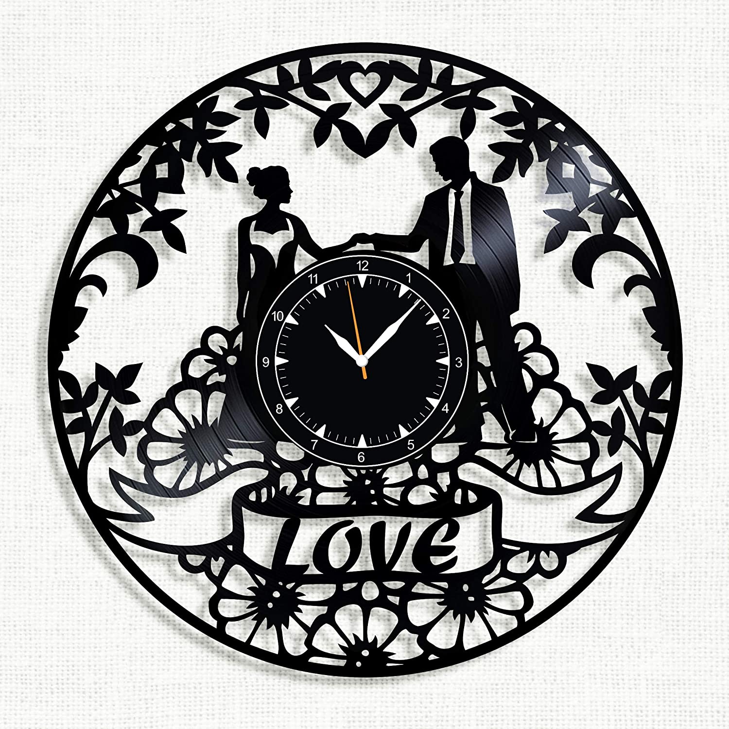 Reloj Amor Pareja Matrimonio Flores LOVE 4321 – www.hechoenmadera.com